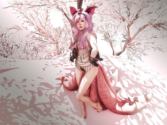 Second Life Marketplace - 06{Kitsune} tail lilac .::Cubic Cherry::.