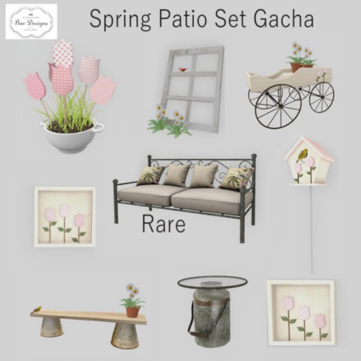 Second Life Marketplace - .:Bee Designs:.:Spring Patio set Gacha Sofa RARE