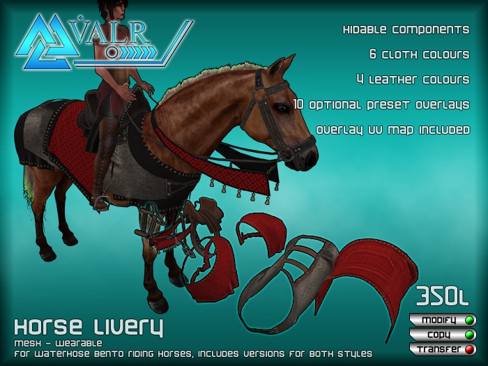 Second Life Marketplace - [VALR] Horse Livery for waterhorse bento ...