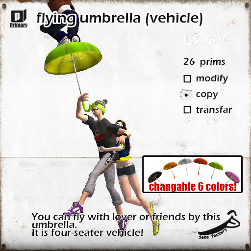 Second Life Marketplace - *Joke Factory* flying umbrella (vehicle)