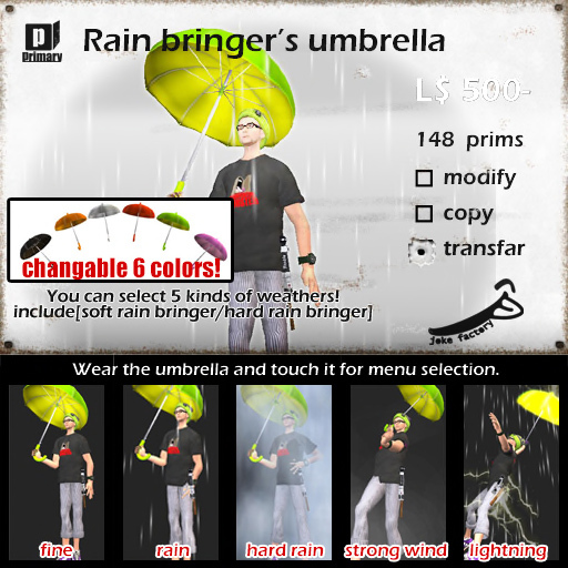Second Life Marketplace - *Joke Factory* Rain bringers umbrella