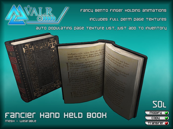 Second Life Marketplace - [VALR] Fancier Hand Held Book