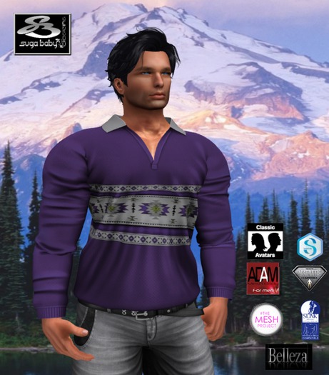 Second Life Marketplace - SB4-3501C8 Dakota Purple Polo Outfit