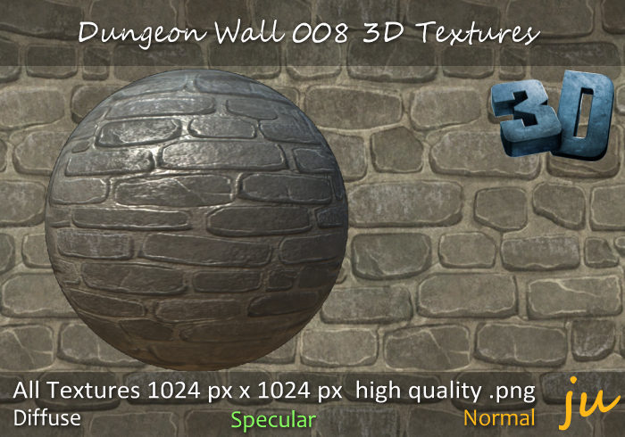 Second Life Marketplace - JU Dungeon Wall 008 3D Textures Full Perm
