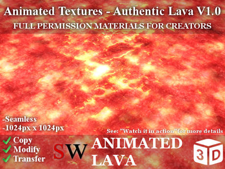 Second Life Marketplace - -SW- Authentic Animated Textures - Lava - V1 ...