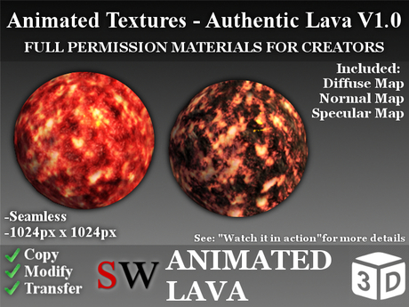 Second Life Marketplace - -SW- Authentic Animated Textures - Lava - V1 ...