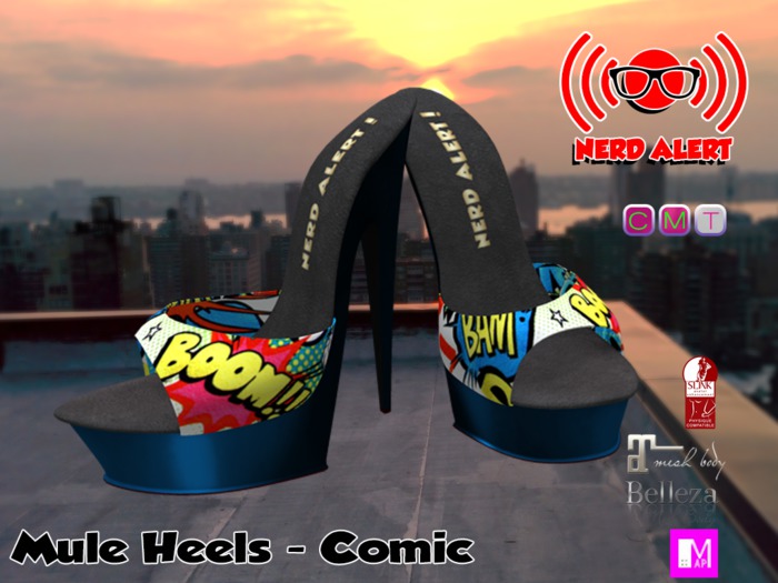 Second Life Marketplace - :Nerd ALERT: High Heel Mules - Comic