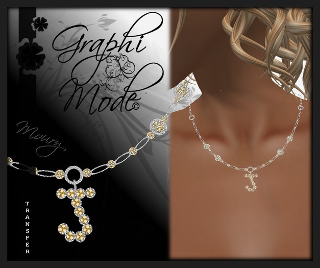 Second Life Marketplace - Moury - Necklace Silver Letter J / Collier ...