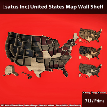 Second Life Marketplace - [satus Inc] United States Map Wall Shelf