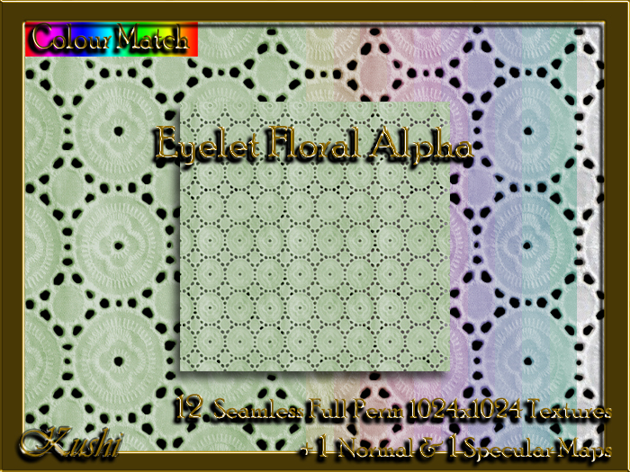 Second Life Marketplace - Eyelet Floral ALPHA Textures