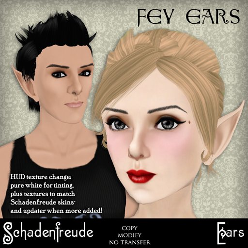 Second Life Marketplace - Schadenfreude Fey Ears (boxed)
