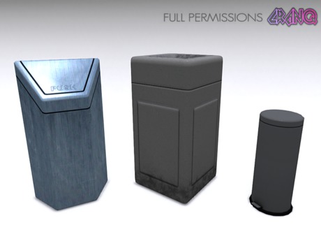 Second Life Marketplace - *CRAnQ* MESH Trash Cans Set (FULL PERM)