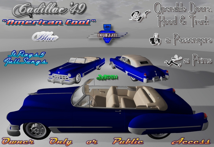 Second Life Marketplace - Cadillac '49 "American Cool" - Blue - OWNER ...