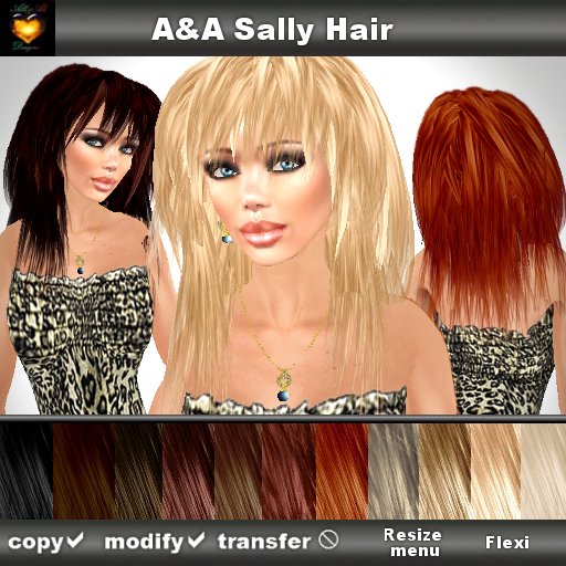 Second Life Marketplace - A&A Sally Hair 11 Colors (flexi straight ...