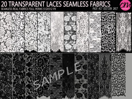 Second Life Marketplace - 20 transparent lace seamless fabrics pack #17 ...