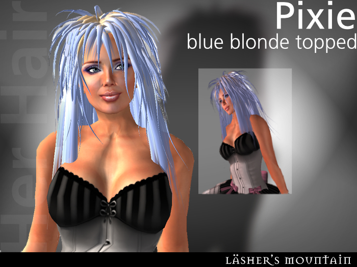 Second Life Marketplace - PIXIE Long Flexi Spikey BLUE BLONDE TOPPED HAIR