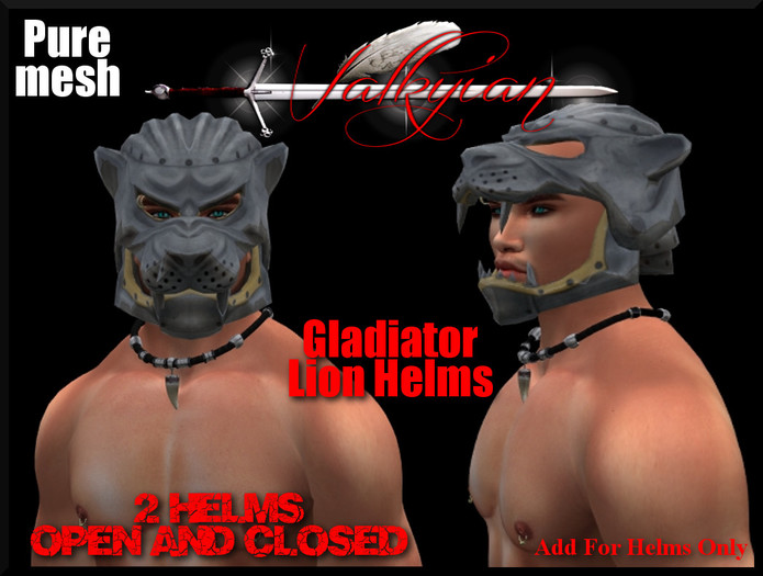 Second Life Marketplace - ~Valkyrian~Gladiator Lions HelmS (SET) (BOXED)