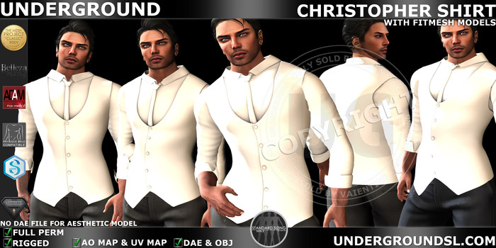 Second Life Marketplace - [UG MESH] CHRISTOPHER SHIRT + FITTED (UPDATED ...