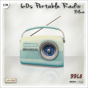 Second Life Marketplace - [V/W] 60's Portable Radio Blue - Vintage 1960 ...