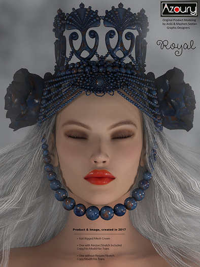 Second Life Marketplace - AZOURY - Royal Crown [Metallic Blue]