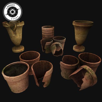 Second Life Marketplace - MM1 - Old Flowerpots (boxed)