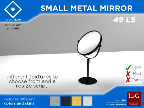 Second Life Marketplace - Small Metal Mirror (Mesh, PG, HUD)