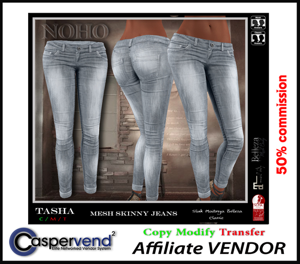Second Life Marketplace - Affiliate Vendor [NOHO] - Tasha Jeans light blue