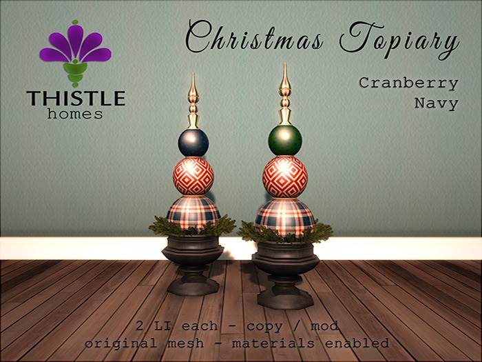 Second Life Marketplace - Thistle Homes - Christmas Topiary - Cranberry ...