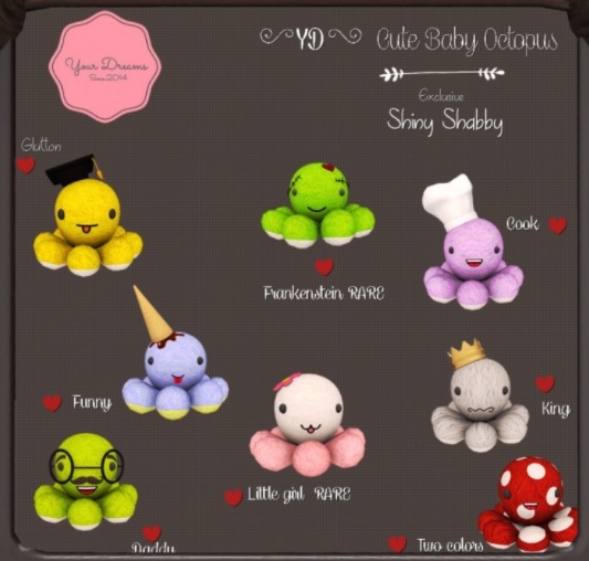 Second Life Marketplace - {YD}Cute Baby Octopus - Two colors