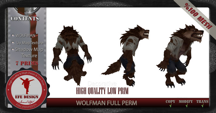 Second Life Marketplace - Wolfman Full Permission EFE DESIGN