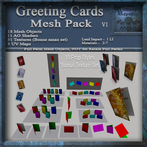 Second Life Marketplace - Greeting Cards V1 Mesh Kit - Holiday ...