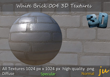 Second Life Marketplace - JU White Brick 004 3D Textures Full Perm
