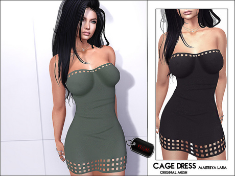 Second Life Marketplace - .:Pulse:. Cage Dress - Maitreya Lara - Grey