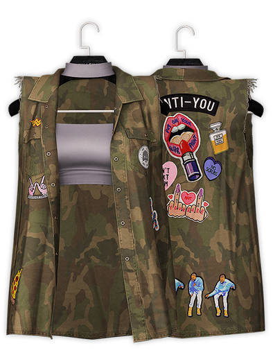 Second Life Marketplace - .:villena:. - Vest & Crop Top - Camo+Patches