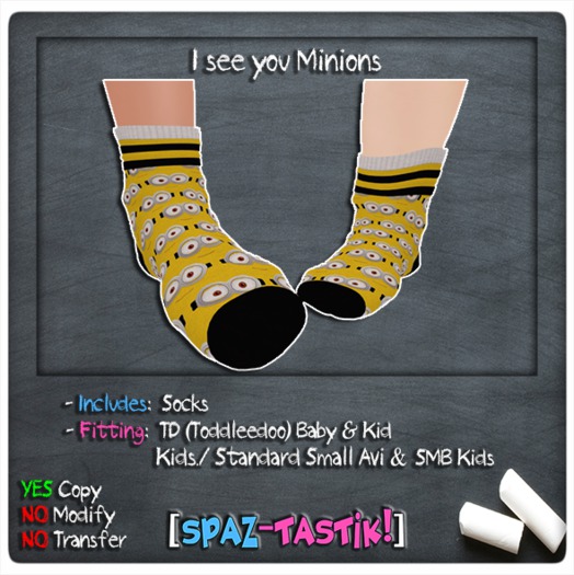 Second Life Marketplace - [Spaz] *KIDS SIZES* Socks: I see you Minions