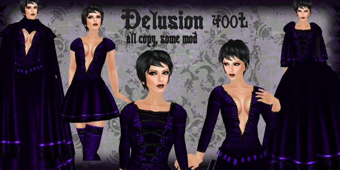Second Life Marketplace - INTX Delusion in Purple gothic gown goth ...