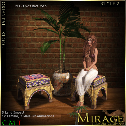Second Life Marketplace - =Mirage= Oriental Stool - Style 2