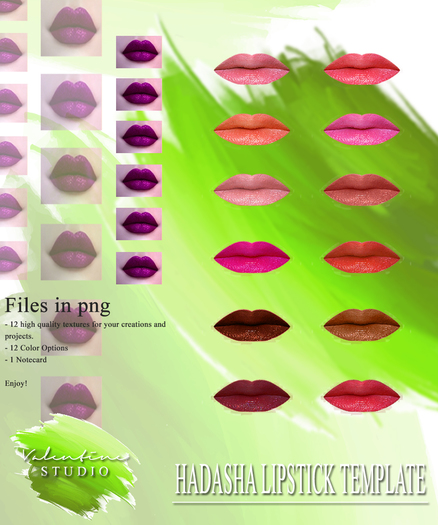 Second Life Marketplace - - STUDIO VALENTINE - Hadasha Lipstick Template