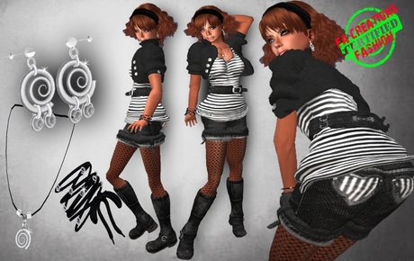 Second Life Marketplace - Shortjeans Stripes Outfit