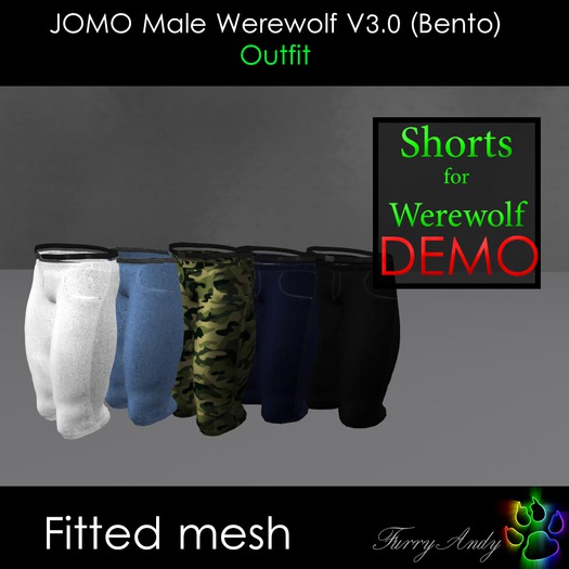 Second Life Marketplace - DEMO - JOMO Male Werewolf v3.0 Shorts