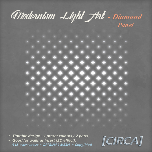 Second Life Marketplace - [CIRCA] - "Modernism Light Art" - Diamond Panel