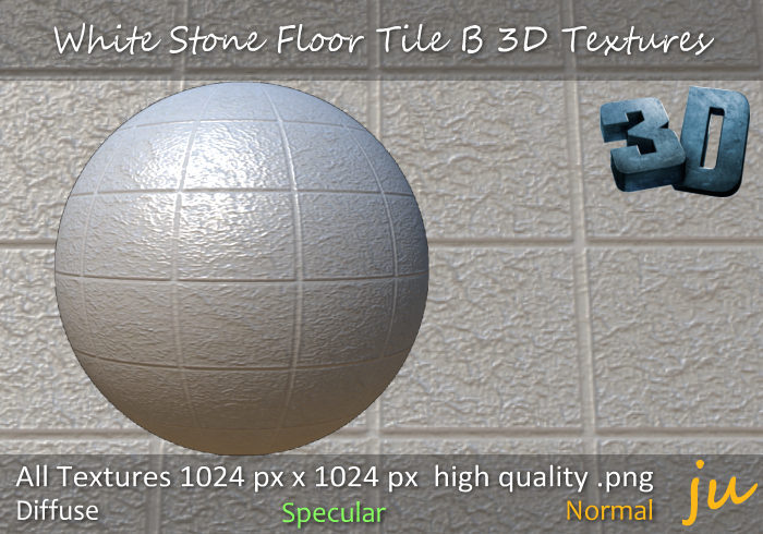 Second Life Marketplace - JU White Stone Floor Tile B 3D Textures Full Perm
