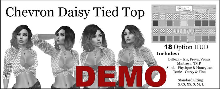 Second Life Marketplace - DEMO Nixxi Fashions - Chevron Daisy Tied Top ...