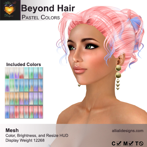 Second Life Marketplace - A&A Beyond Hair Pastel Colors Pack ...