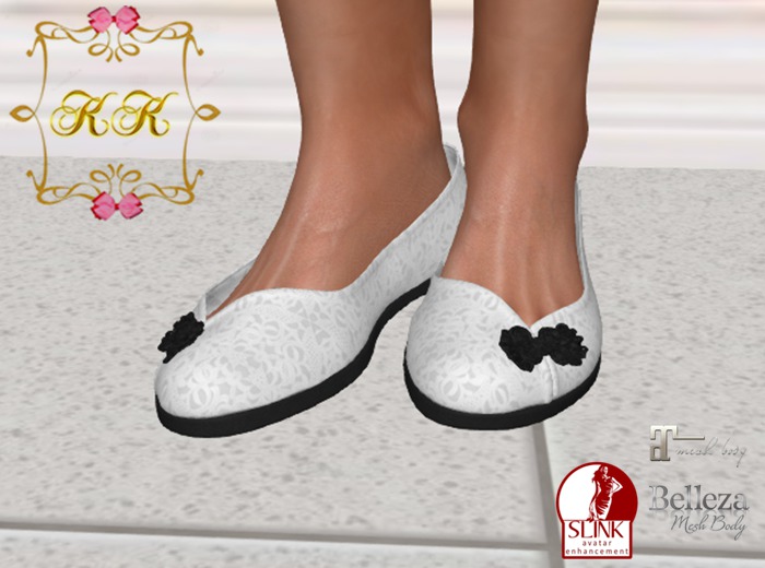 Second Life Marketplace - ! KK ! Casual Flat Shoes Black & White Lace