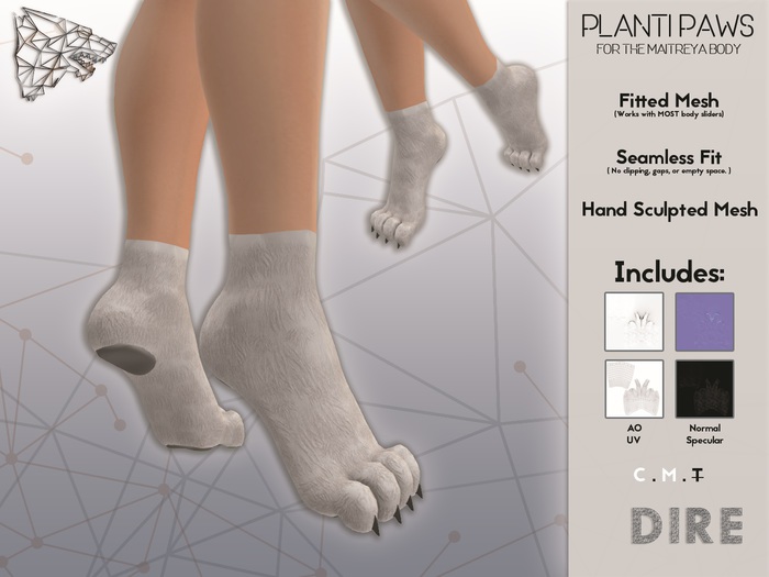 Second Life Marketplace - [ DIRE ] - Maitreya Plantigrade Paw Feet