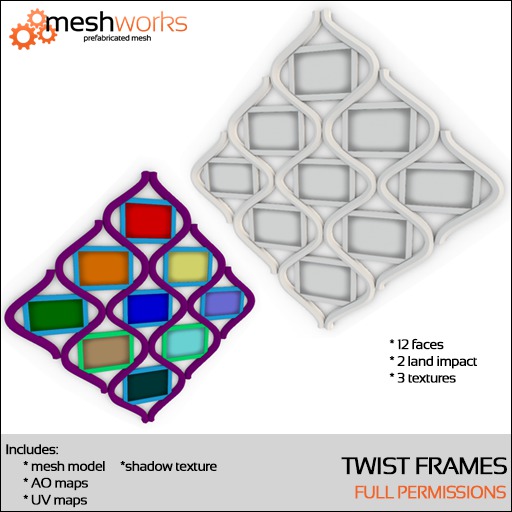 Second Life Marketplace - Twist Frames (Full Perm Mesh)