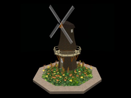 Second Life Marketplace - F&T - Dutch Windmill with Summer Flowers (Boxed)