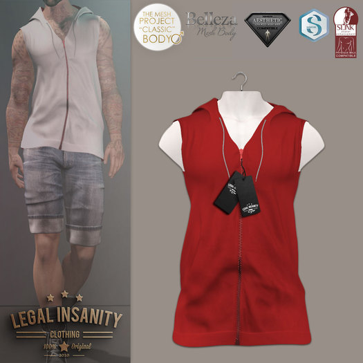 Second Life Marketplace - Legal Insanity - Ian hoodie RED