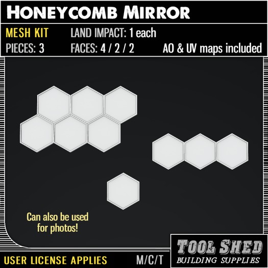 Second Life Marketplace - Tool Shed - Honeycomb Mirror Mesh Kit